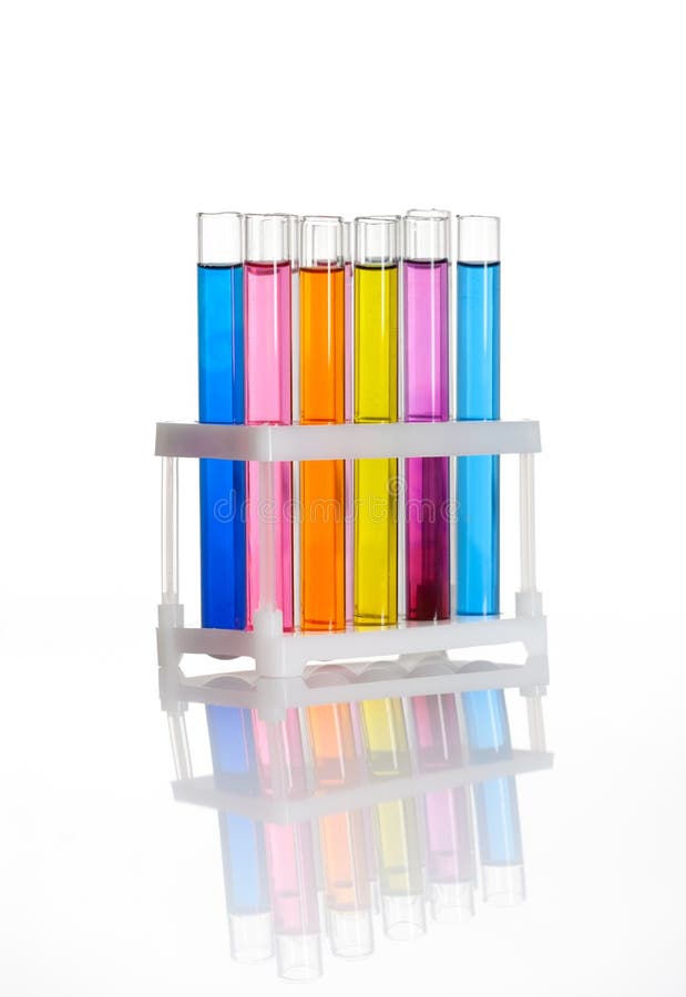 Set of Test Tubes in a Rack, Isolated Stock Photo - Image of science ...