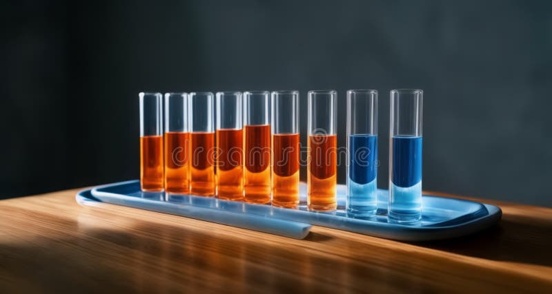 A Set of Test Tubes with Varying Colored Liquids Stock Illustration ...