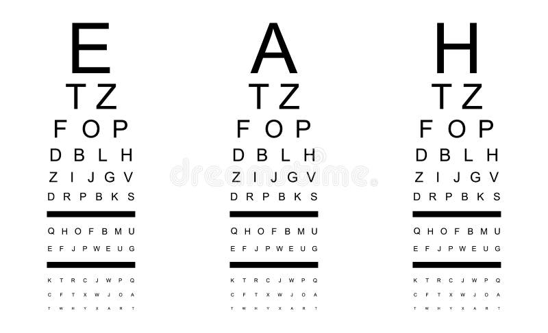 Set of Test Visual Measure Icon, Optical Chart Letter Symbol ...