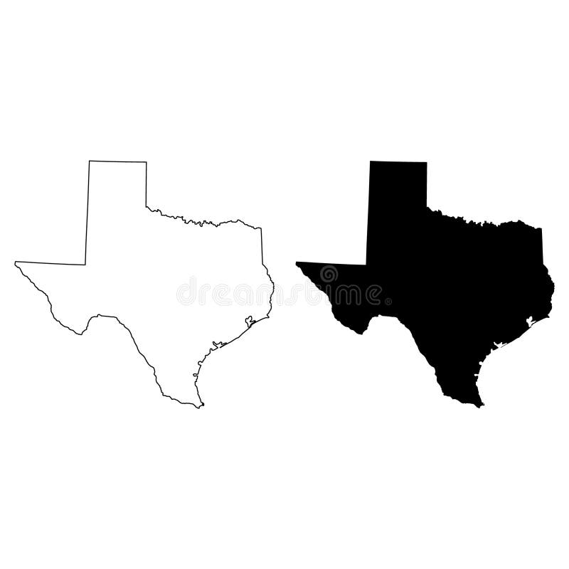 Set of Texas Map Shape, United States of America. Flat Concept Vector ...