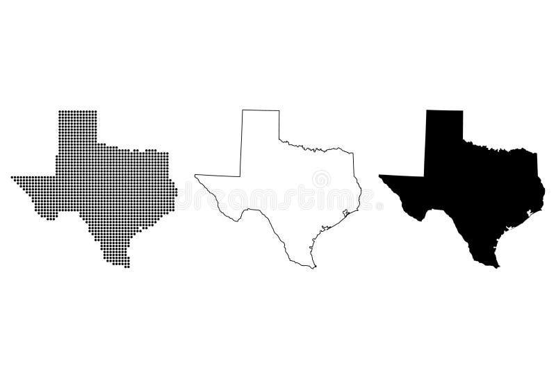 Set of Texas Map Shape, United States of America. Flat Concept Vector ...