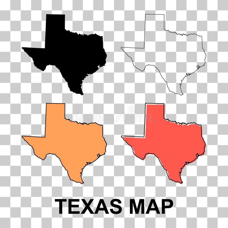 Set of Texas Map Shape, United States of America. Flat Concept Vector ...