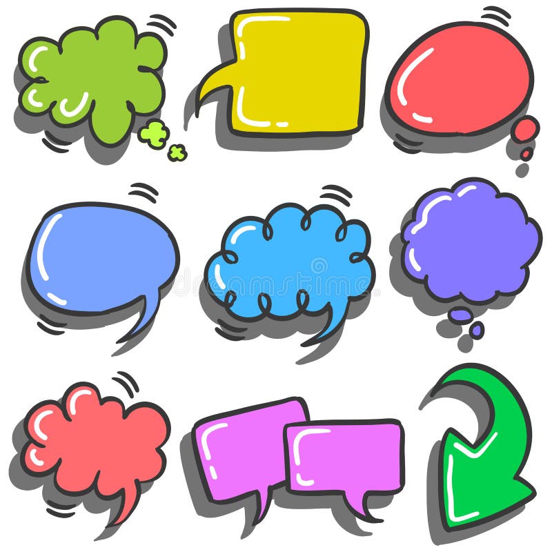 Text Balloon Style Hand Draw Set Stock Vector - Illustration of speech ...