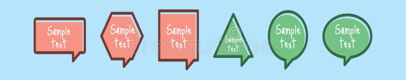 Set of Text Box Cartoon Icon Design Template with Various Models ...