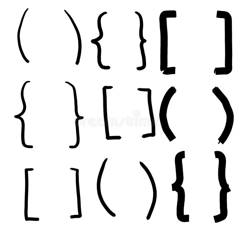 Set of Text Brackets. Doodle Parenthesis Icon. Stock Vector ...