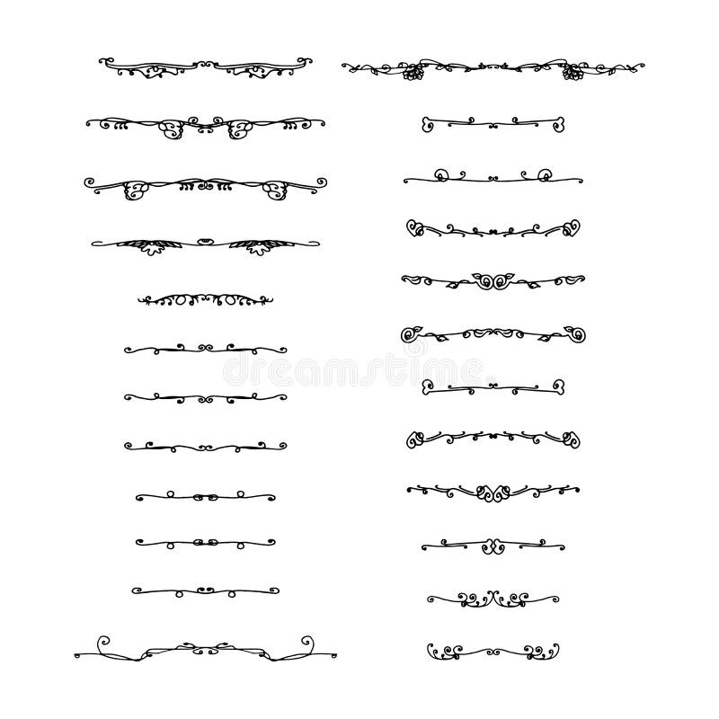 Hand Drawn Text Dividers, Decorative Design Elements. Black and White ...