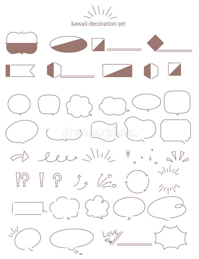 Set of Text Frames and Decorations in Soft Colors, Simple, Hand-drawn ...