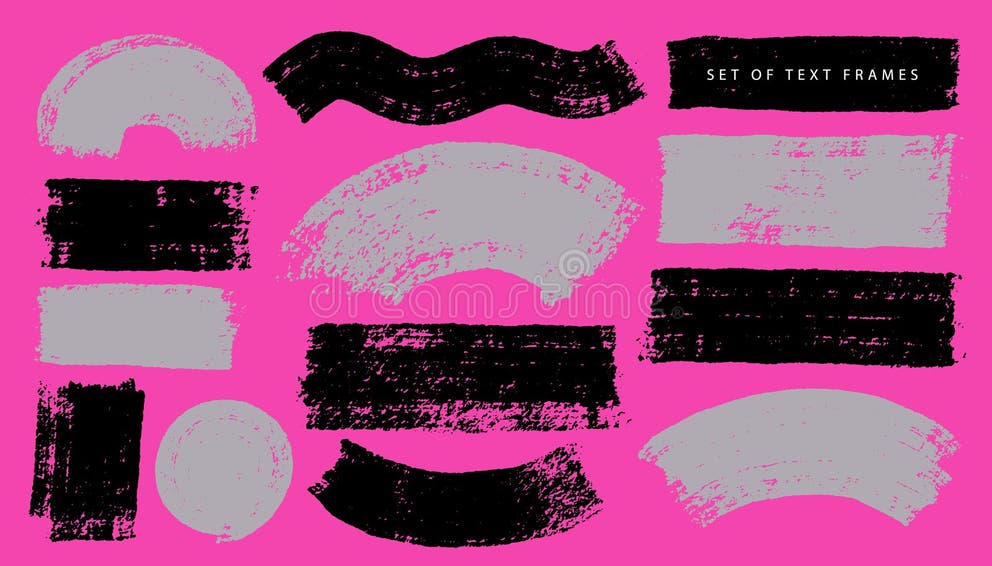 Set of Text Frames Marker Hand-drawn Line Border Set and Scribble ...