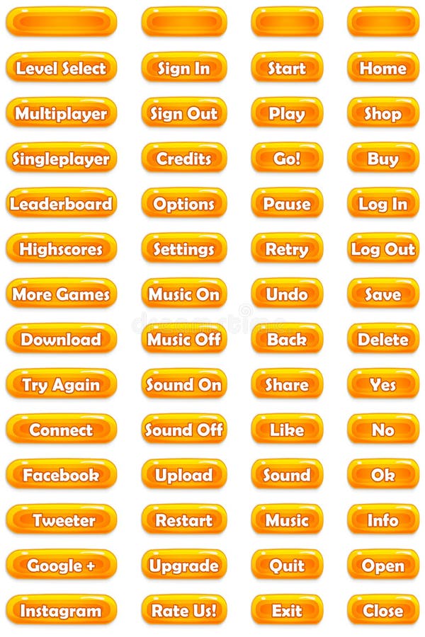 Text buttons stock vector. Illustration of oblong, yellow - 9492428