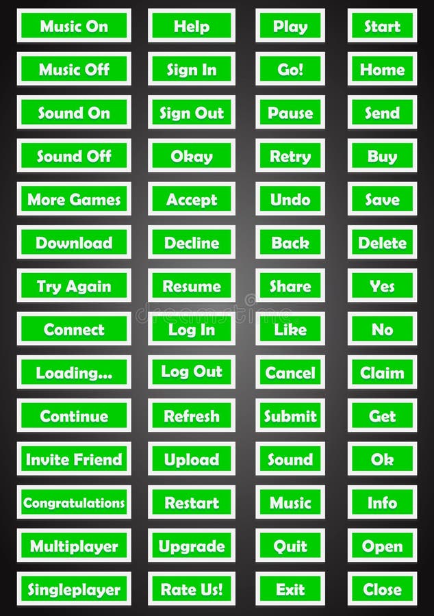 Set of Game Text Lettering in Cartoon Flat Style Stock Vector ...