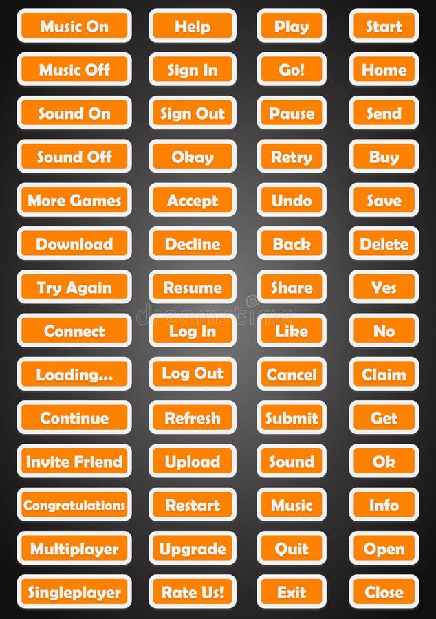 Set of Text Game Buttons in Flat Style Stock Vector - Illustration of ...