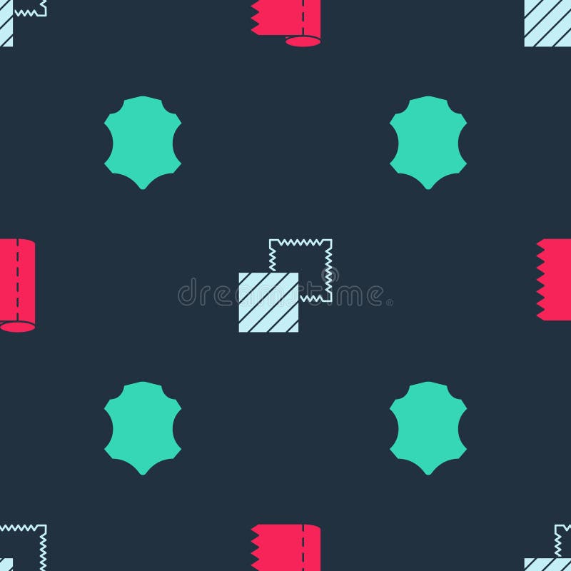 Set Textile Fabric Roll, and Leather on Seamless Pattern. Vector Stock ...