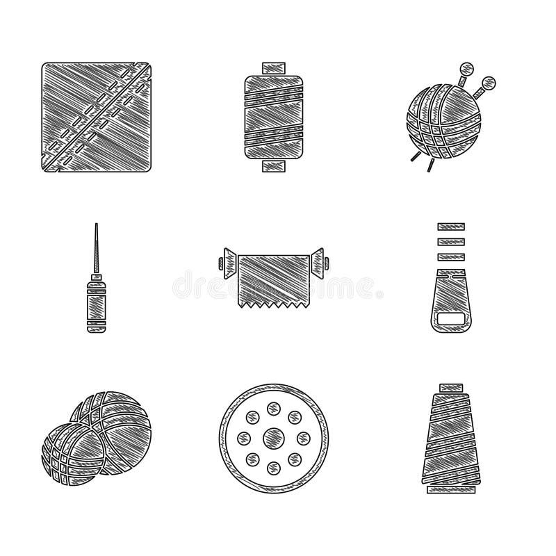 Set Textile Fabric Roll, Sewing Button, Thread, Zipper, Yarn Ball, Awl ...