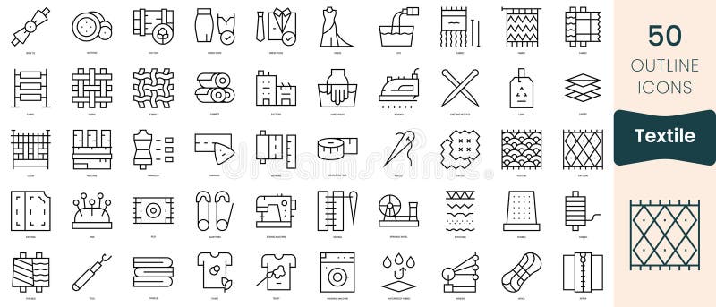 Set of Textile Icons. Thin Linear Style Icons Pack Stock Vector ...