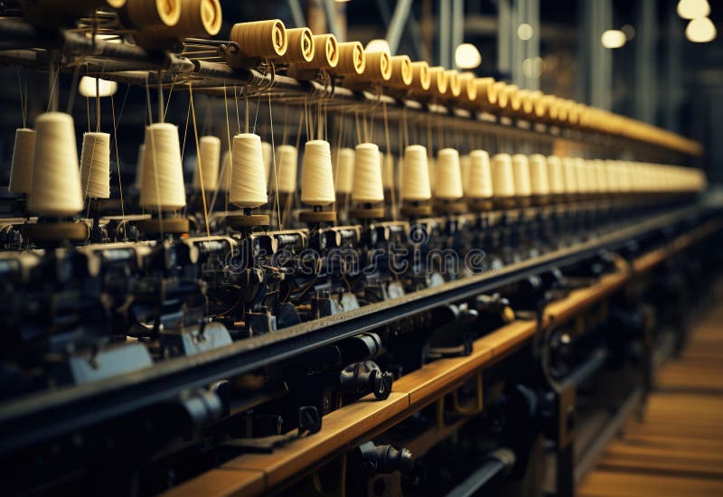 A Set of Textile Threads on Industrial Looms, Reflecting the Essence of ...