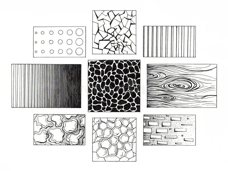 Set of Texture and Material Patterns Line Graphics Stock Illustration ...