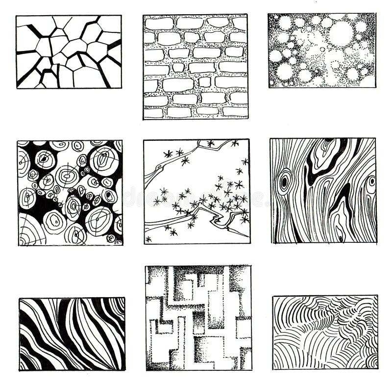 Set of Texture and Material Patterns Line Graphics Stock Illustration ...
