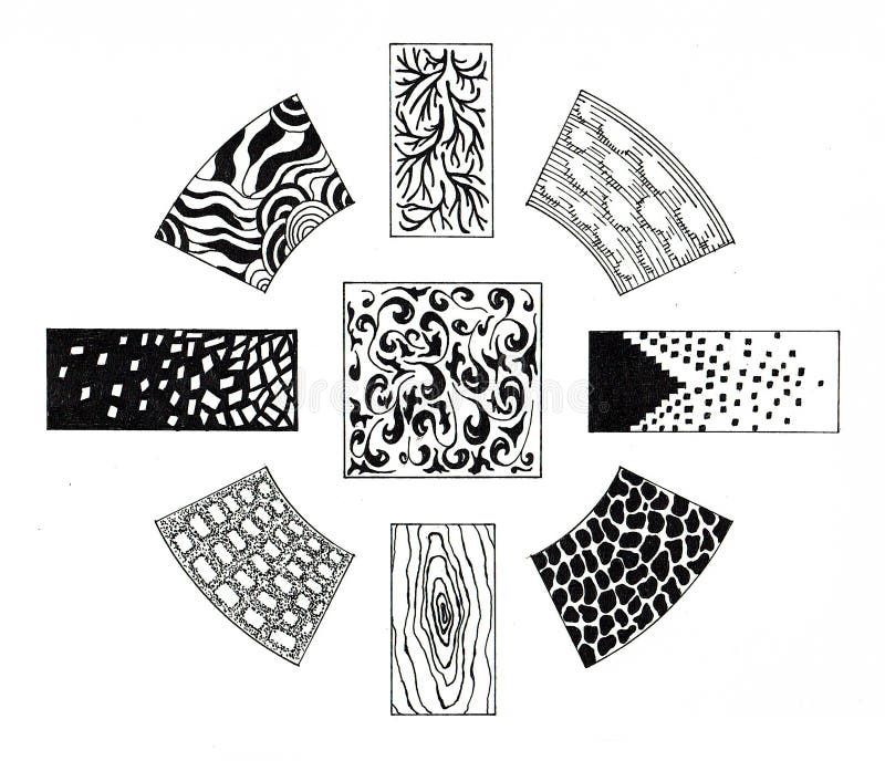 Set of Texture and Material Patterns Line Graphics Stock Illustration ...