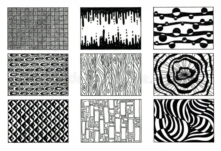 Set of Texture and Material Patterns Line Graphics Stock Illustration ...