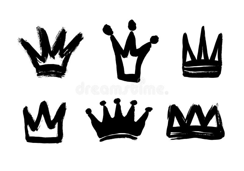 Set Texture Strokes Thick Paint in the Form of a Crown Isolated on ...