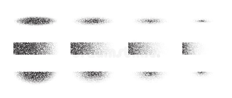 Set of Textured Gradient Shadow Shapes. Fading Stippled Shade Design ...
