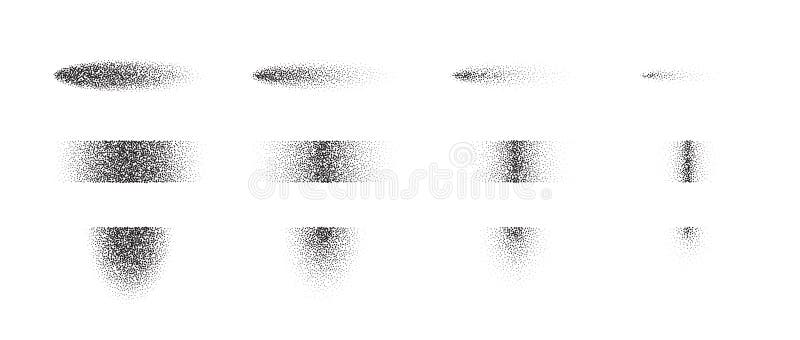 Set of Textured Gradient Shadows and Shapes. Fading Stippled Shade ...