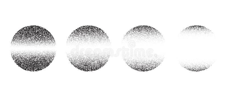 Set of Textured Linear Gradient Circles. Black Dotted Fading Spheres ...
