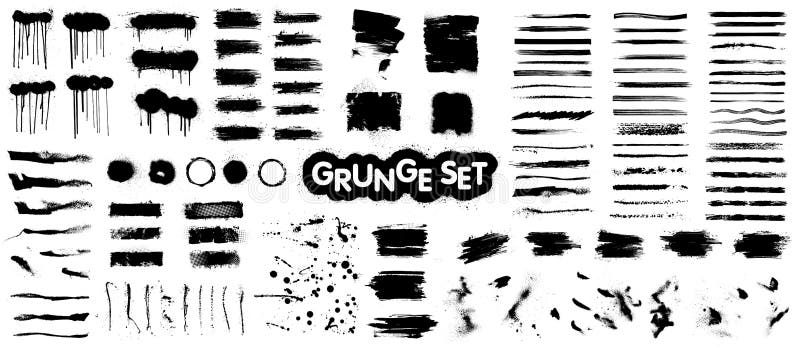 Set Textures Elements of Ink Paints. Grunge Set Stock Vector ...