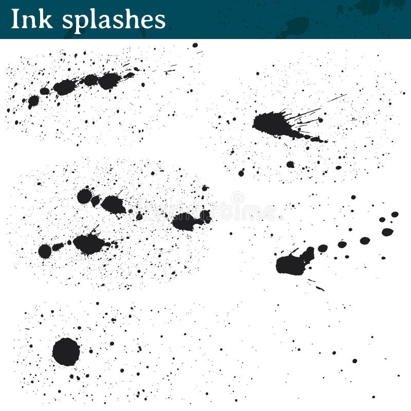 Ink Splashes, Five Splash Textures Stock Vector - Illustration of spray ...