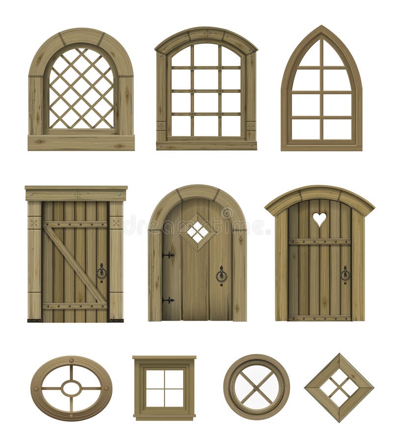 Set Textures of Vintage Doors Windows Vector Stock Vector ...