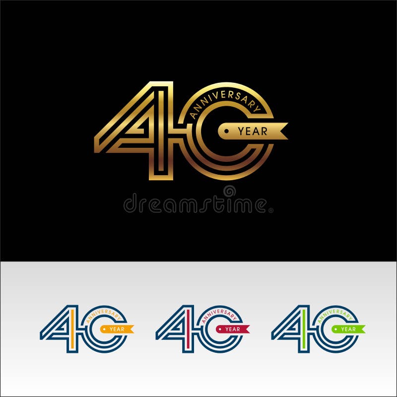 Set of 40th Anniversary Logo Design Stock Vector - Illustration of ...