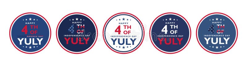 Set of 4th of July Text in Round Frame. 4th of July Round Label ...