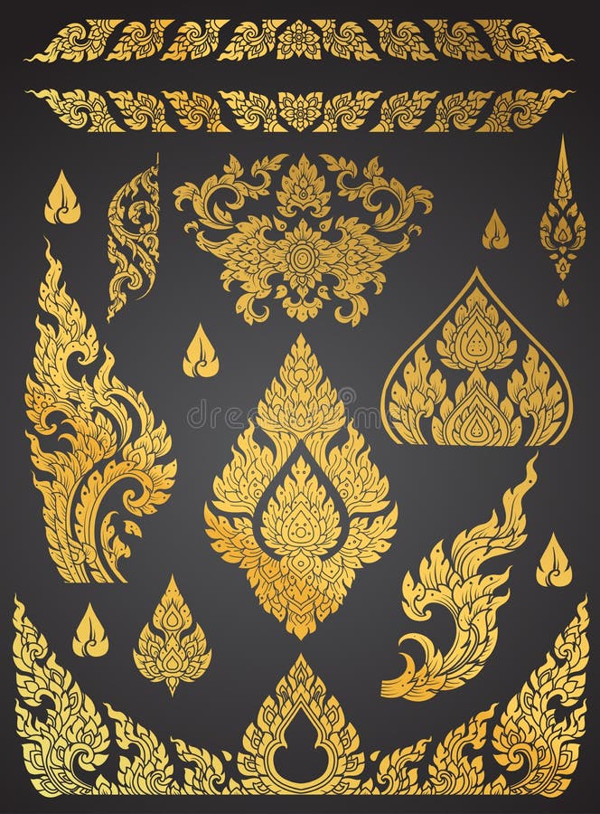 Set of Thai Art Element, Decorative Motifs. Ethnic Art, Icon Vector ...