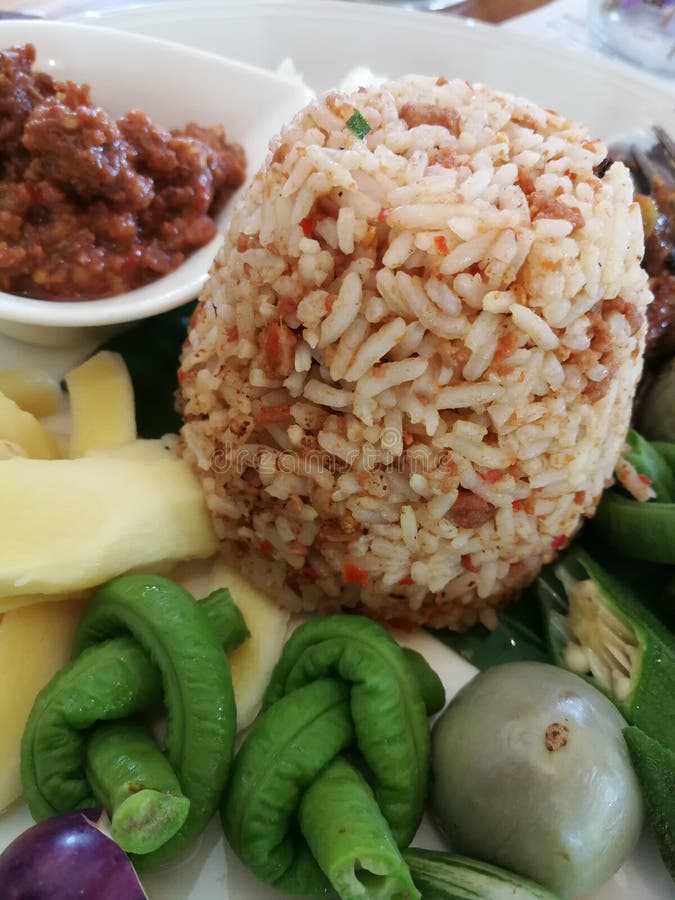 A Set of Thai Dish, Rice and Boiled Vegetables Stock Photo - Image of ...