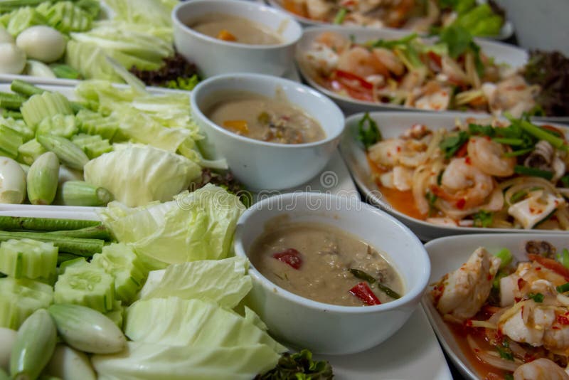 Set Thai Food for Lunch and Dinner Stock Image - Image of dish ...