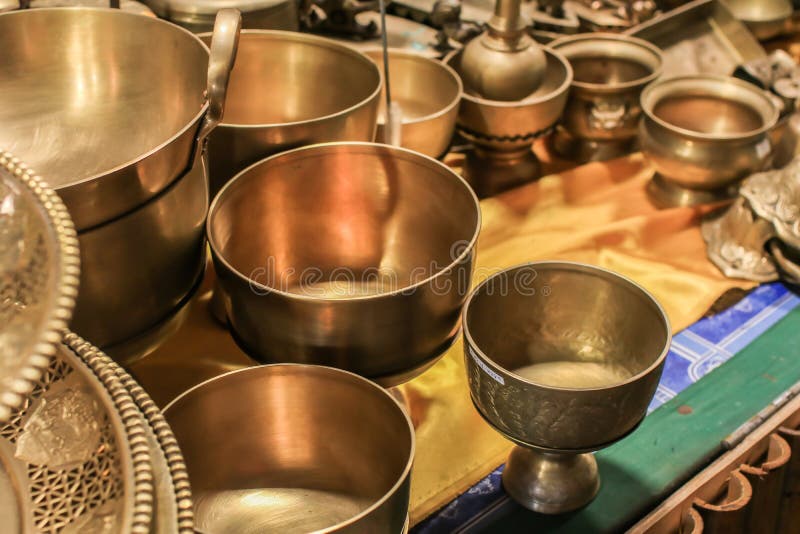 Set of Thai Traditional Brass Cookware that Include a Small and Medium ...