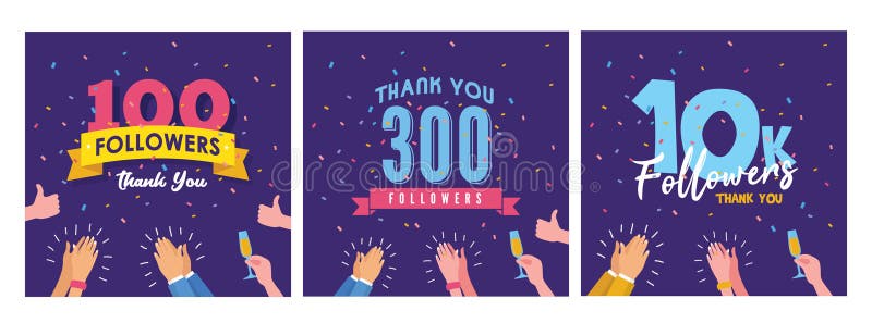 Set of Thank You Followers Labels Stock Vector - Illustration of poster ...