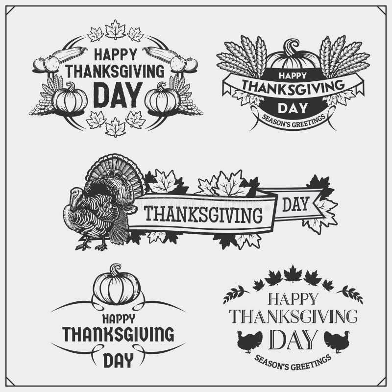Set of Thanksgiving Day Emblems, Labels and Design Elements for ...