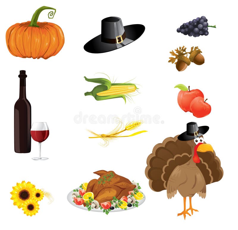 Six Silhouettes for Thanksgiving Day Stock Illustration - Illustration ...