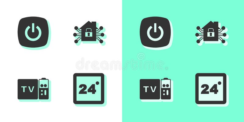 Set Thermostat, Smart Home, Multimedia and TV Box Receiver and Icon ...