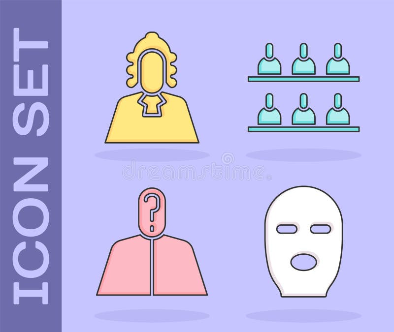 Set Thief Mask, Judge, Anonymous with Question Mark and Jurors Icon ...