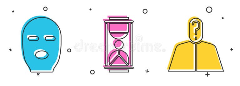 Set Thief Mask, Old Hourglass with Sand and Anonymous with Question ...