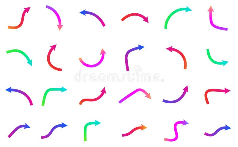 Set of Thin Different Isolated Multicolored Arrows Stock Vector ...