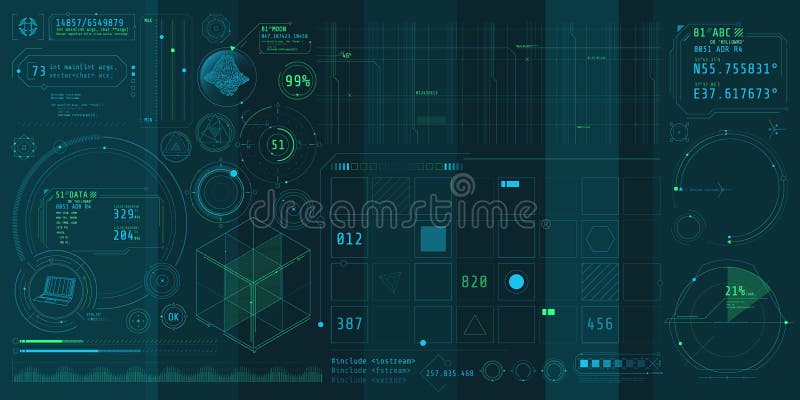 A Set of Thin Elements on the Topic of Data Control. Stock Vector ...