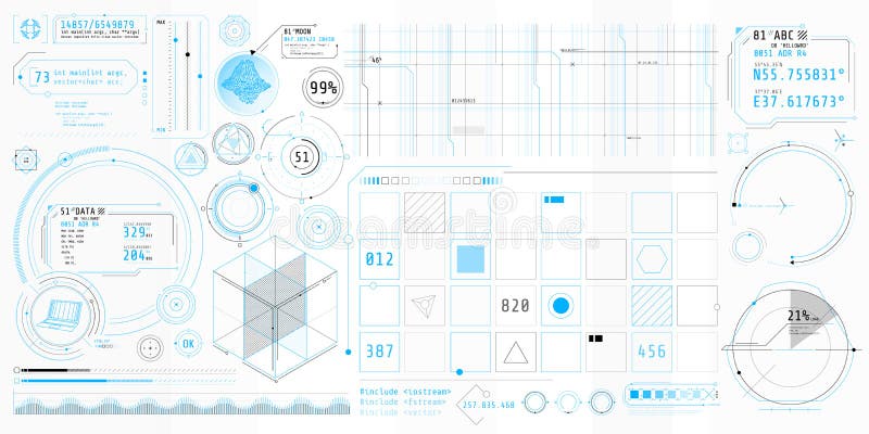 A Set of Thin Elements on the Topic of Data Control. Stock Illustration ...