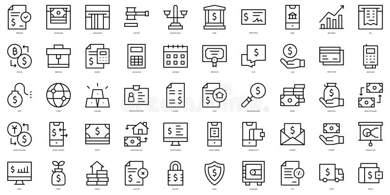 Set of Thin Line Banking Icons. Vector Illustration Stock Vector ...