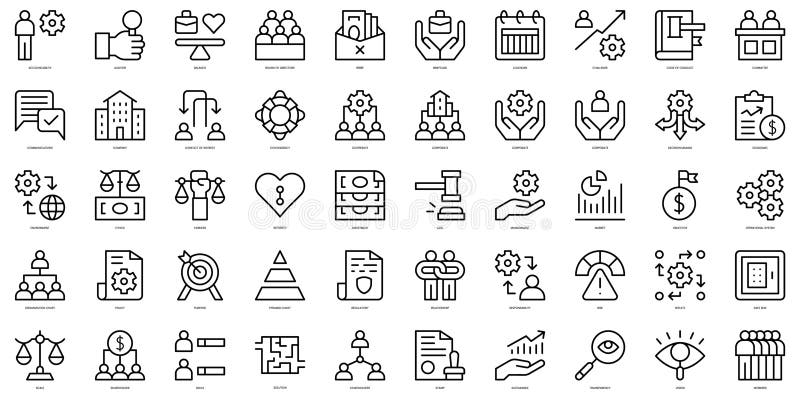 Set of Thin Line Corporate Governance Icons. Vector Illustration Stock ...