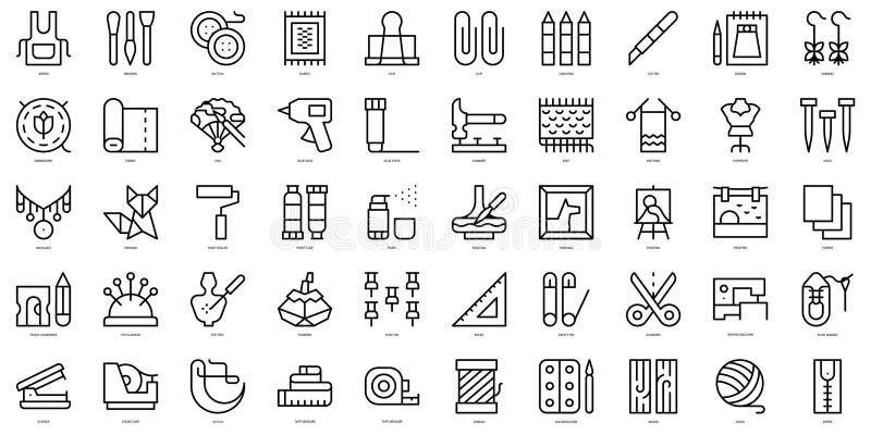 Set of Thin Line Crafting Icons. Vector Illustration Stock Vector ...