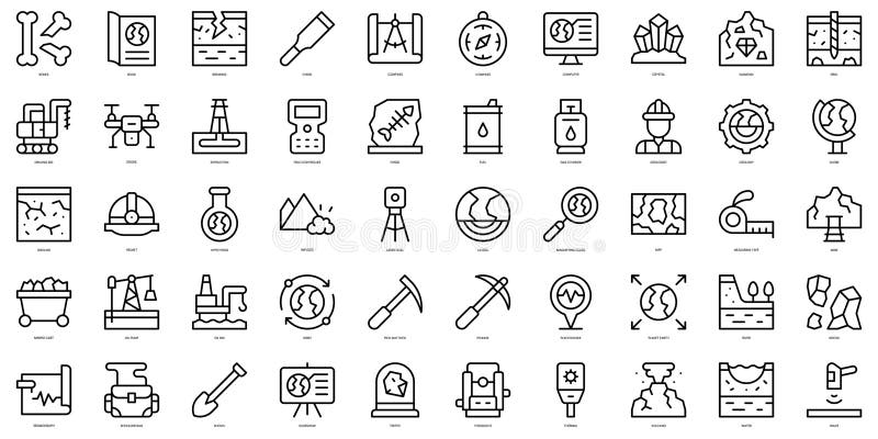 Set of Thin Line Geology Icons. Vector Illustration Stock Vector ...