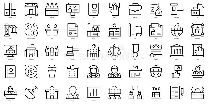 Set of Thin Line Government Icons. Vector Illustration Stock Vector ...